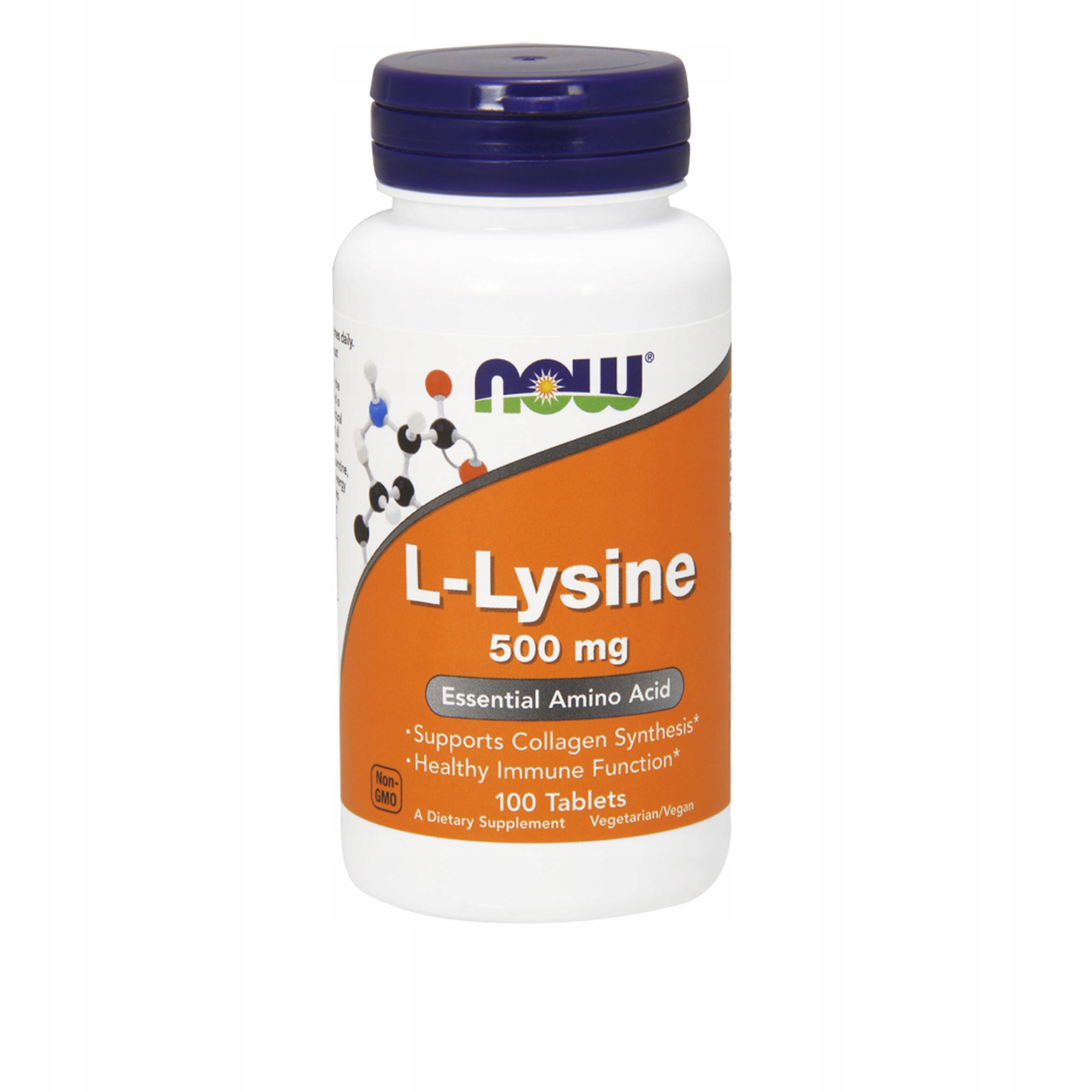 Now Foods L-Lysine 500 mg (lizyna) 100 tabletek wegańskich ...