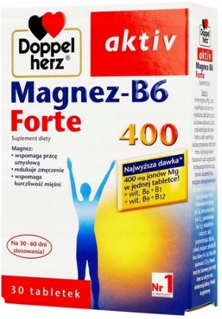 Doppelherz Aktiv Magnez-B6 Forte 400 30 tabletek (4009932574739) • Cena, Opinie • Preparaty ...