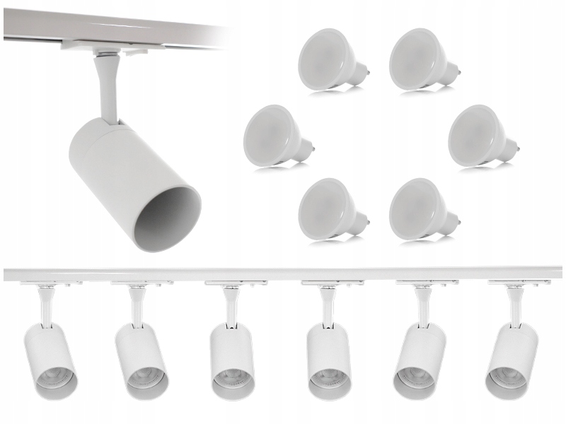 6x REFLEKTOR SZYNOW LAMPA LED GU15 LISTWA SZYNA 2m (5904194685164 ...