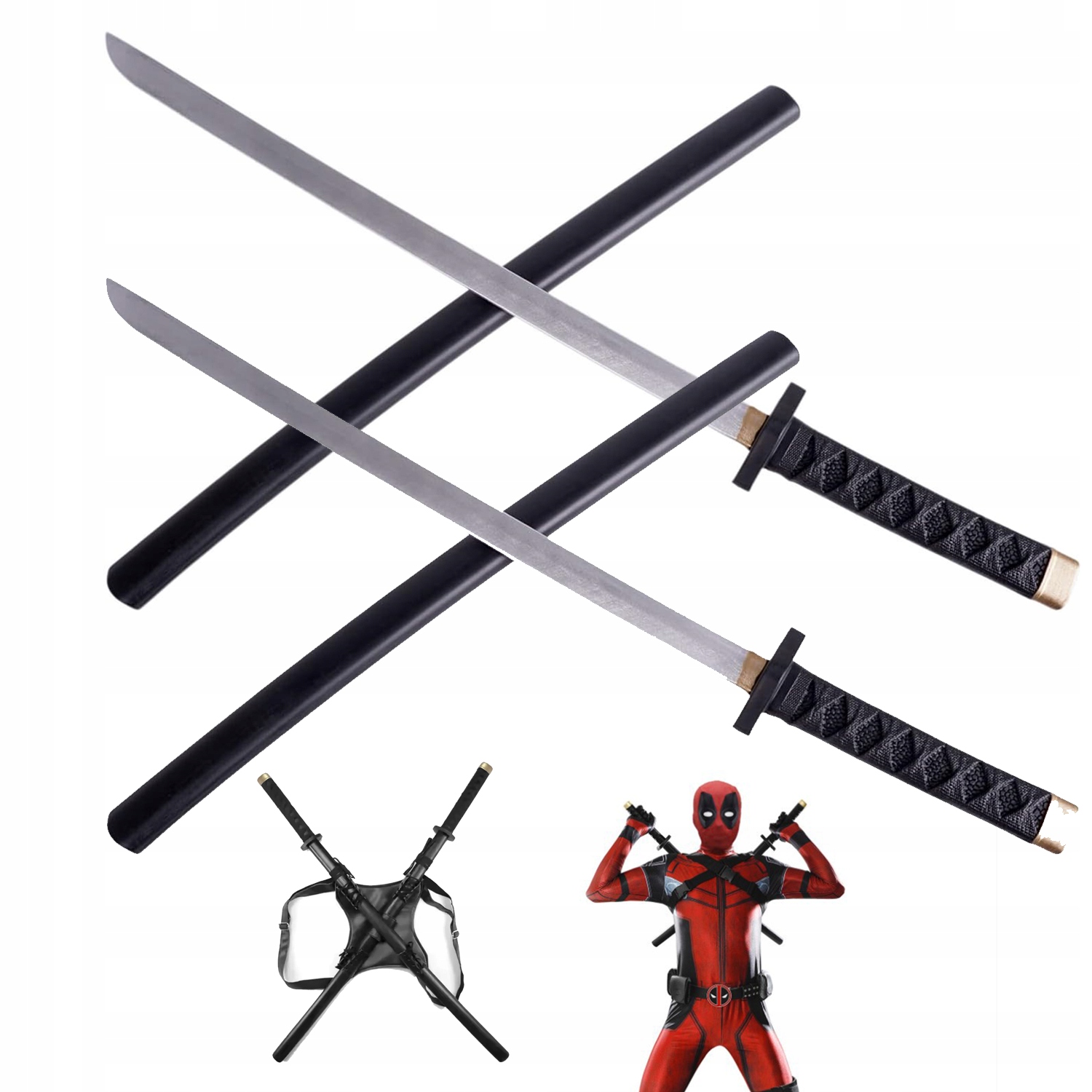 DUZY Deadpool Katana ninja Czarny 61cm Dla Gracza Fans + torbą ...