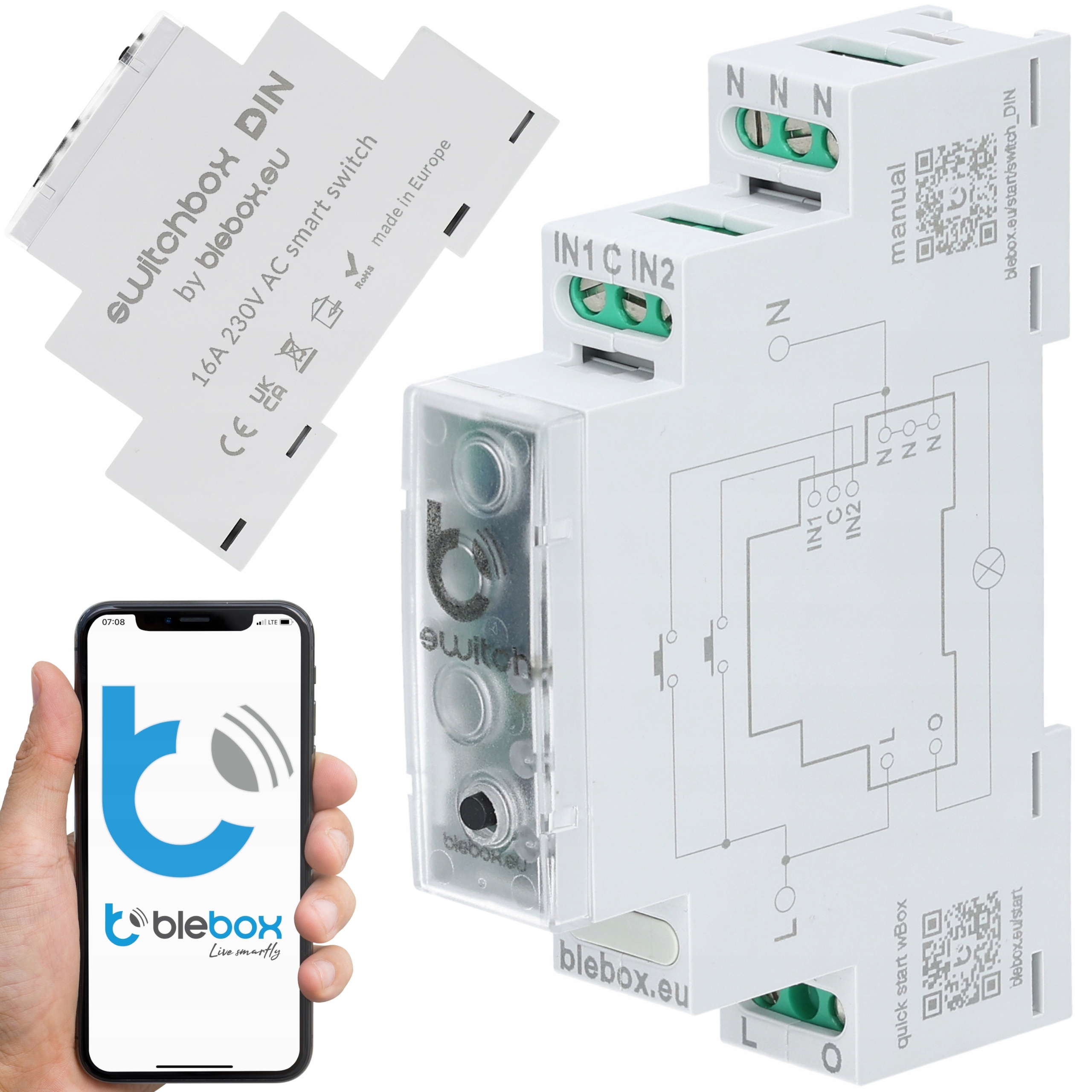 BleBox switchBox DIN Inteligentny przekaźnik WIFI (5900168580527) • Cena, Opinie • Elementy ...