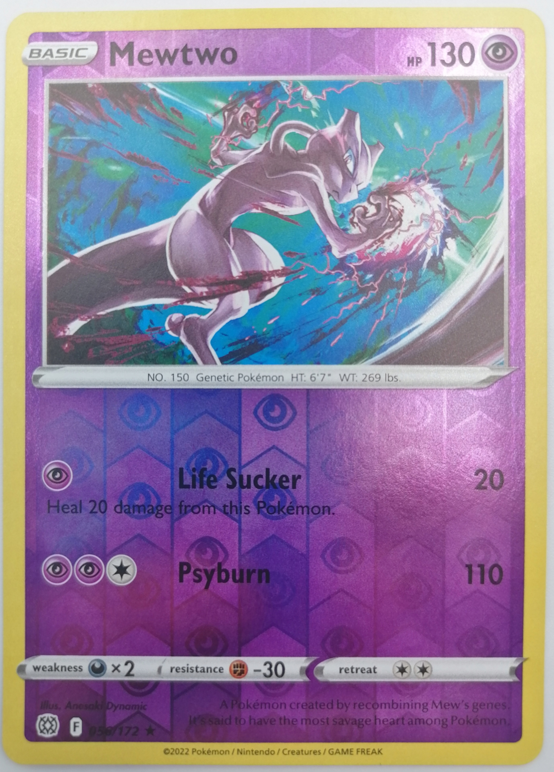 BRS | Reverse | Mewtwo 56/172 | PSYCHIC | Oryginalna karta Pokemon ...
