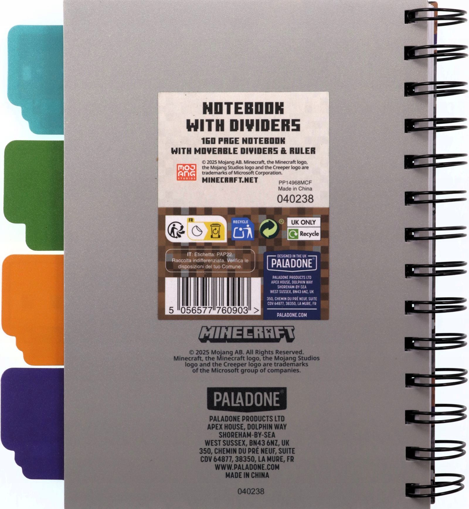 MINECRAFT NOTATNIK Z PRZEKŁADKAMI / MINECRAFT NOTEBOOK WITH DIVIDERS ...