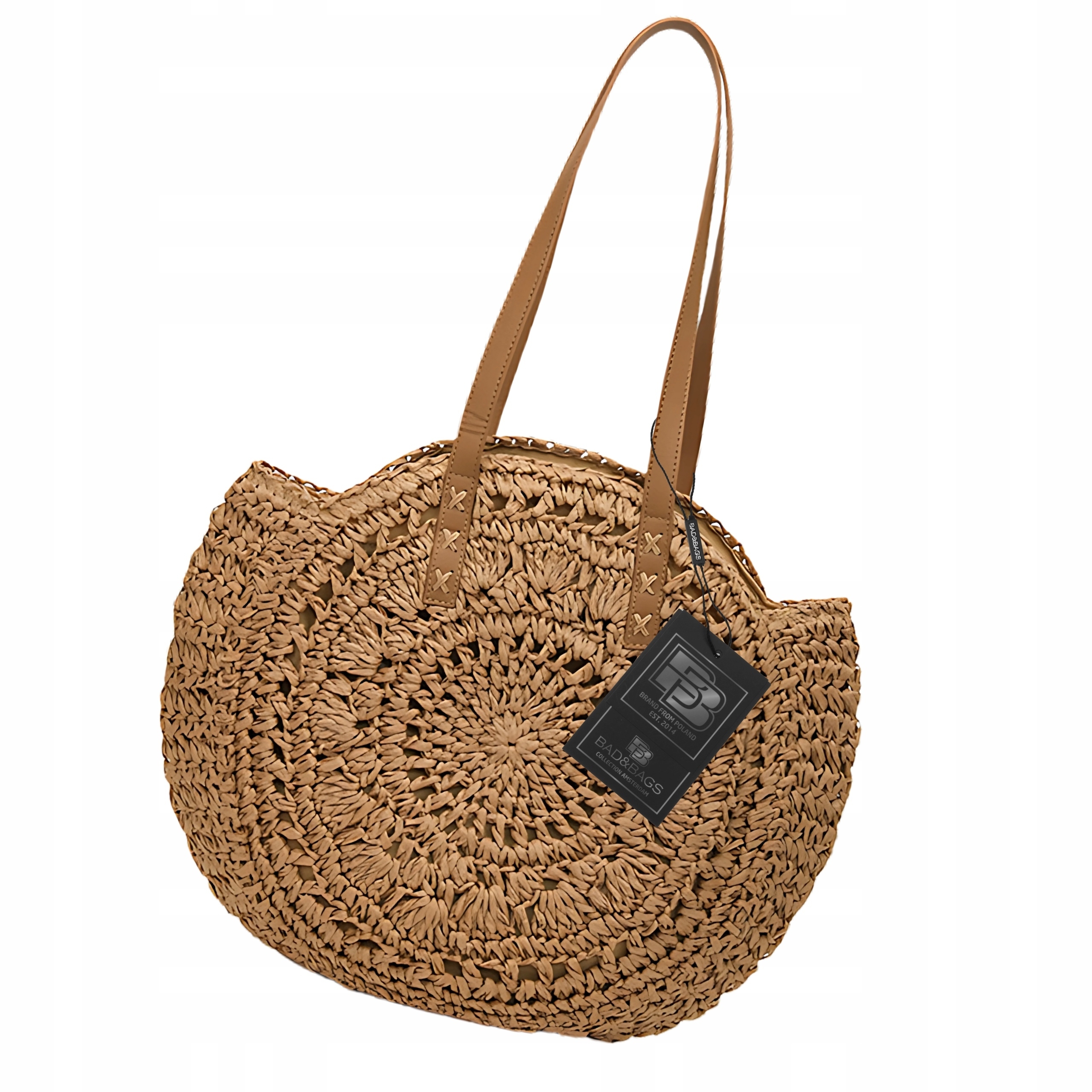 Klasyczna Torebka BAD&BAGS torba okrągła słomiana Damska plażę EKO ...
