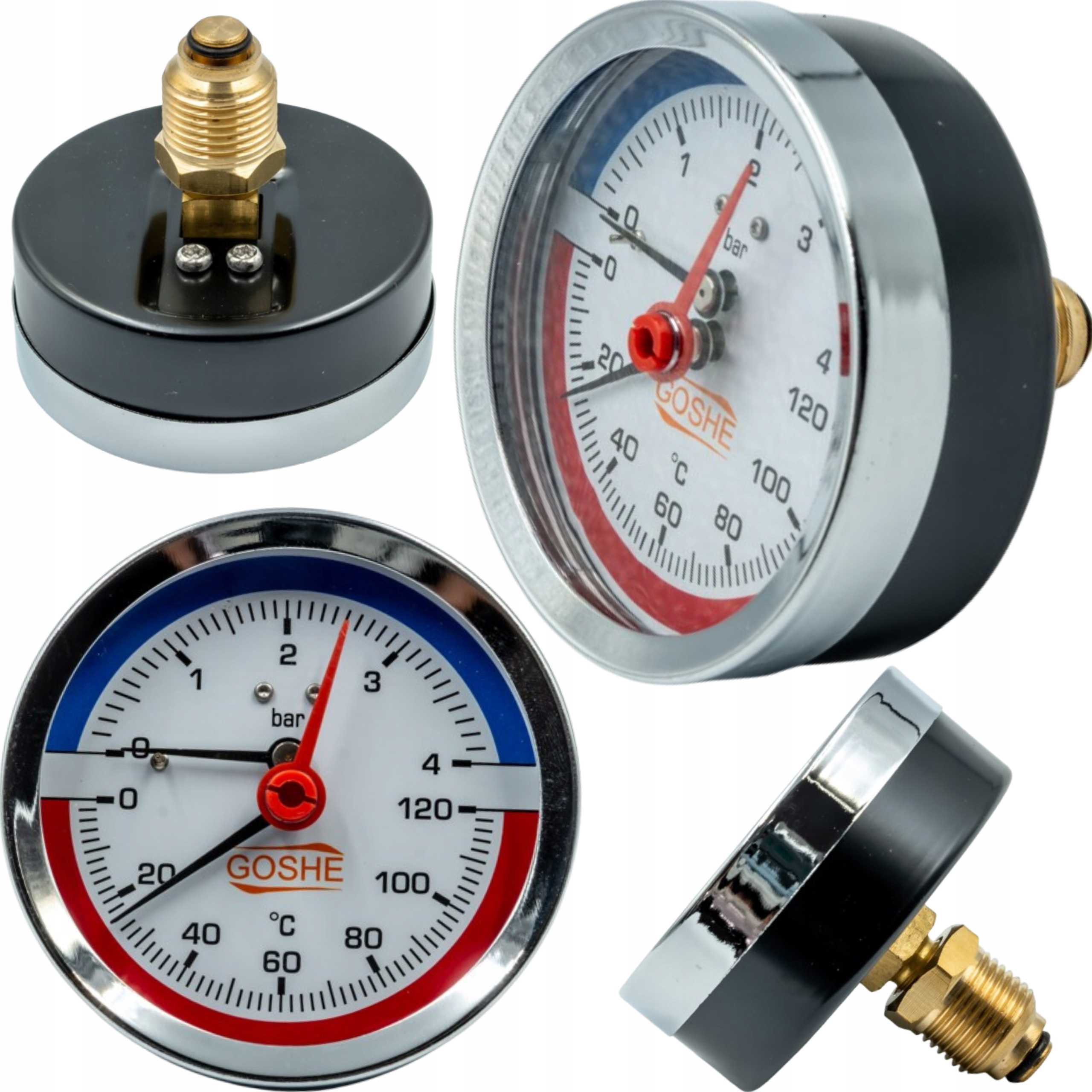 TERMOMANOMETR AXIALNY TYLNI MANOMETR TYŁ 80 mm 120°C 0-4 bar SOLIDNY (5901812308078) • Cena ...