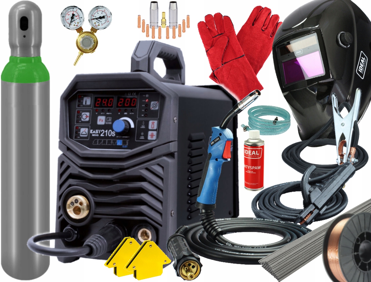 ZESTAW SPAWARKA MIGOMAT EASYMIG 210S MMA TIG 200A IGBT SYNERGIA 3W1 SPARTUS (5900391242254 ...