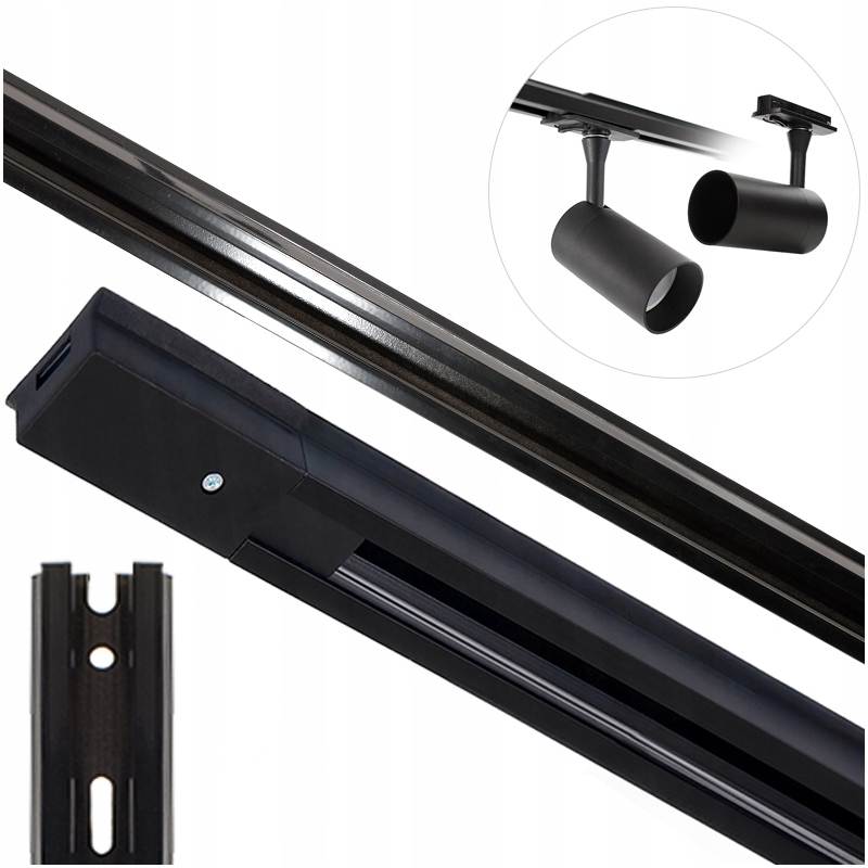 CZARNA LISTWA OŚWIETLENIA LED SZYNOWEGO SZYNA 1m (5904194685867) • Cena ...