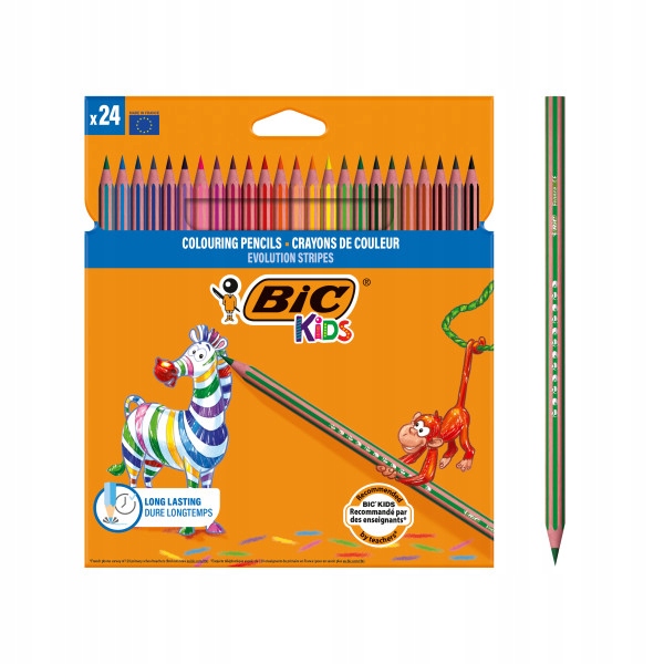 BIC KIDS EVOLUTION STRIPES KREDKI OŁÓWKOWE DLA DZIECI 24 (3086123499133) • Cena, Opinie • Kredki ...