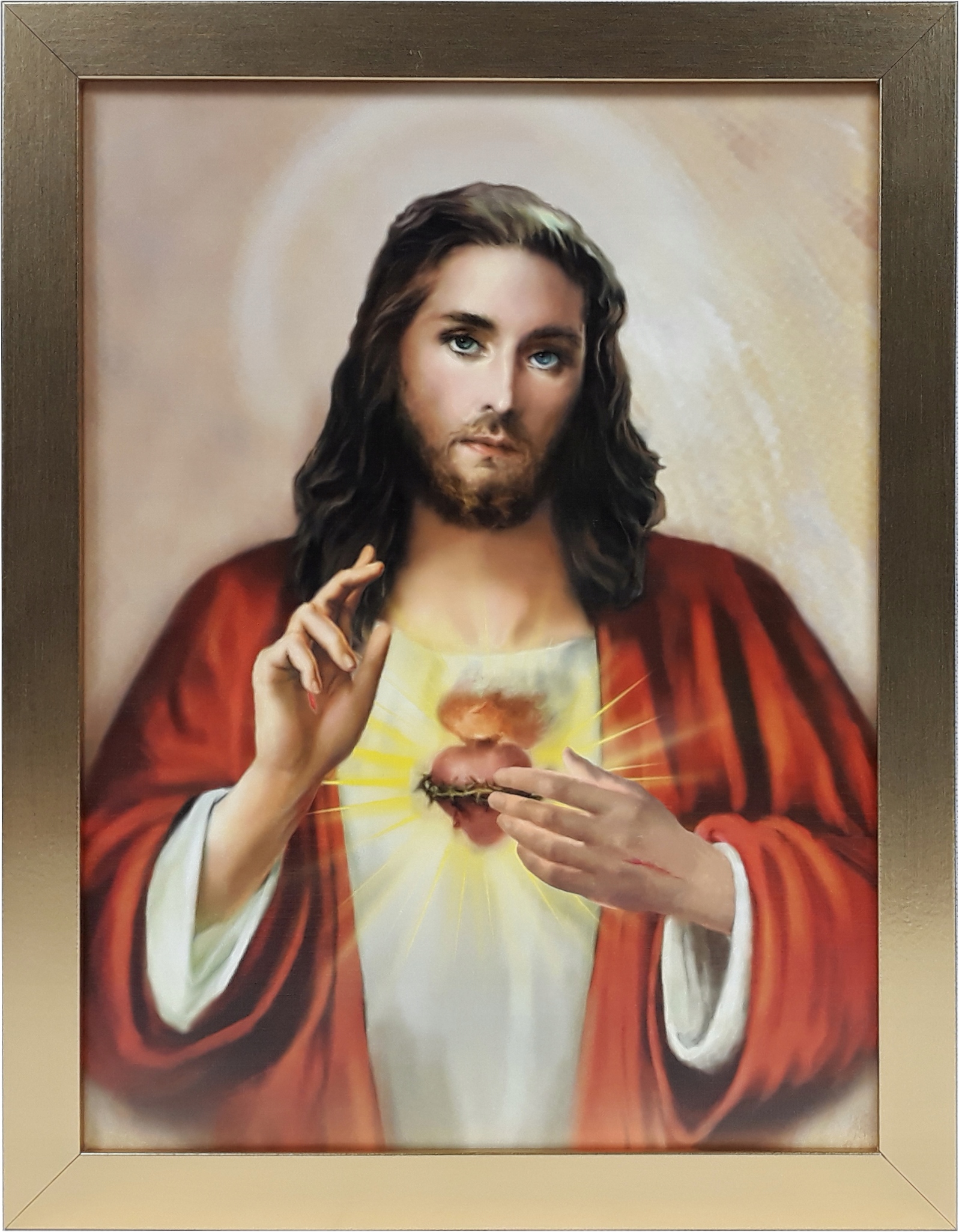 OBRAZ 45x35 JEZUS SERCE JEZUSA ZŁOTA RAMA • Cena, Opinie • Obrazy ...