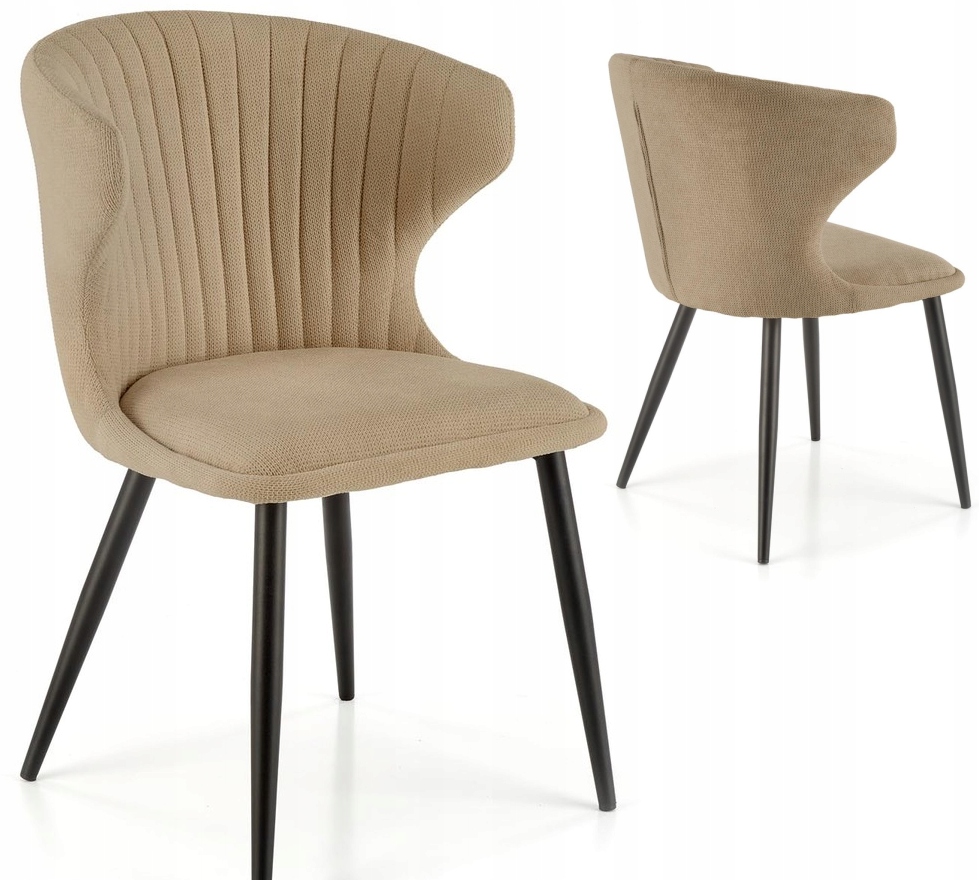 K496 Krzesło beżowe ciemne tapicerowane fotel tkanina VARDO czarne ...