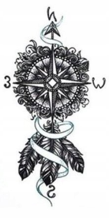 TATUAŻ Pióra RÓŻA WIATRÓW Strzałka PÓŁNOCY M133 (5904031582267) • Cena ...