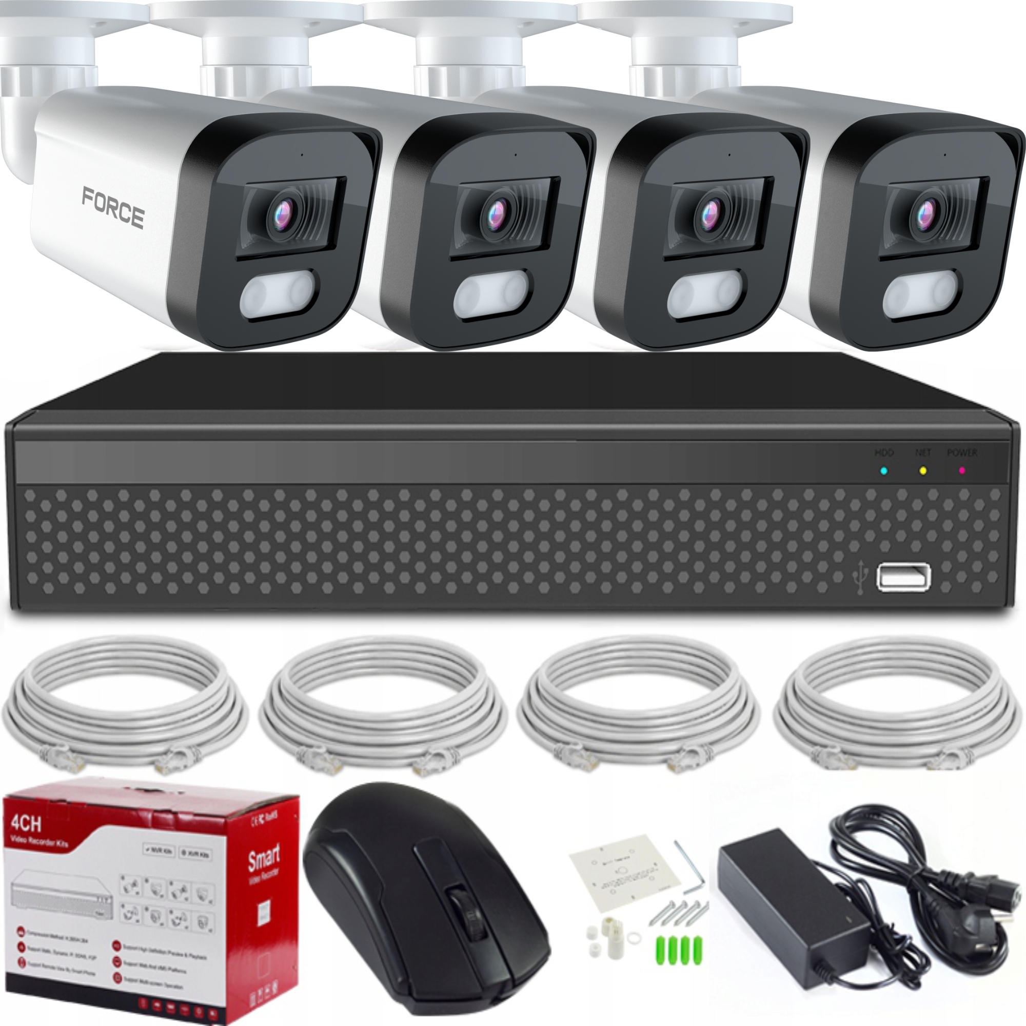 IP POE MONITORING 4x FORCE IP-E-2025B FullHD VENKOVNÍ KAMERY, APLIKACE - Allegro