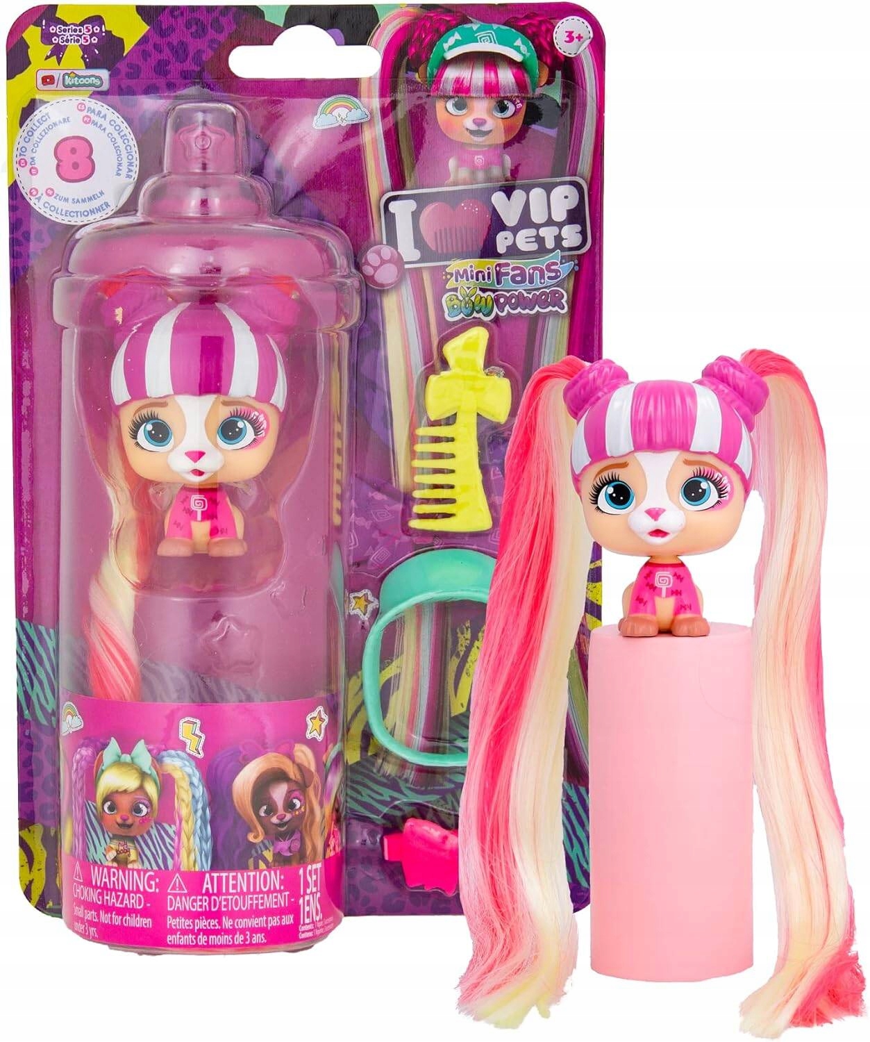 VIP PETS MINI FANS BOW POWER S5 LALKA PIESEK FIGURKA Długie Włosy ...