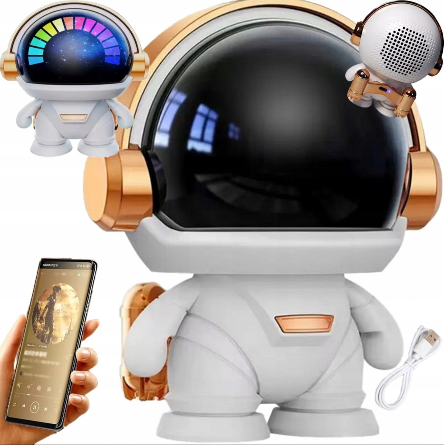 MINI CHYTRÝ BEZDRÁTOVÝ REPRODUKTOR BLUETOOTH USB ASTRONAUT LED RGB ...