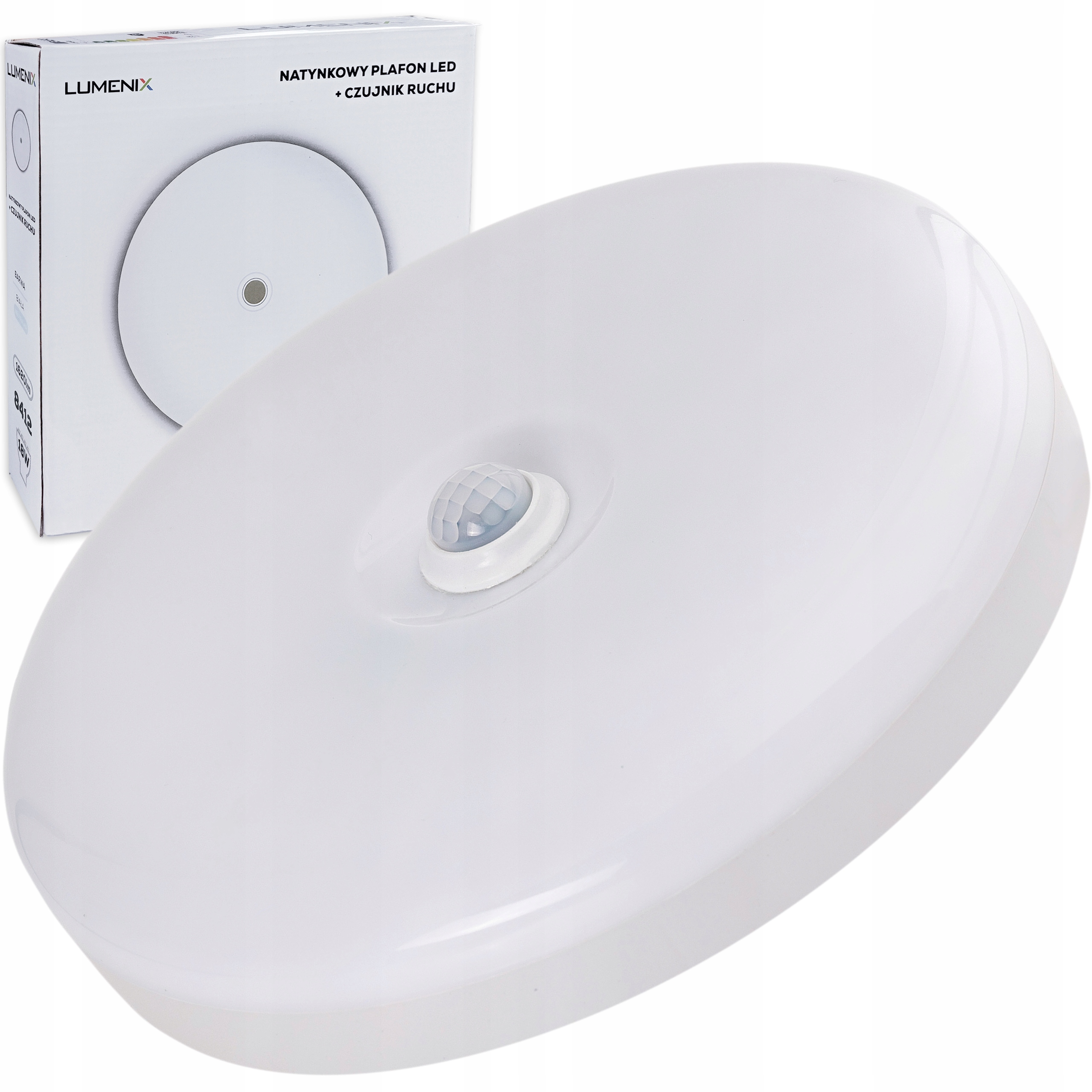 PANEL plafon sufitowy LED NATYNKOWY SLIM OKRĄGŁY 18W 1620lm CZUJNIK ...