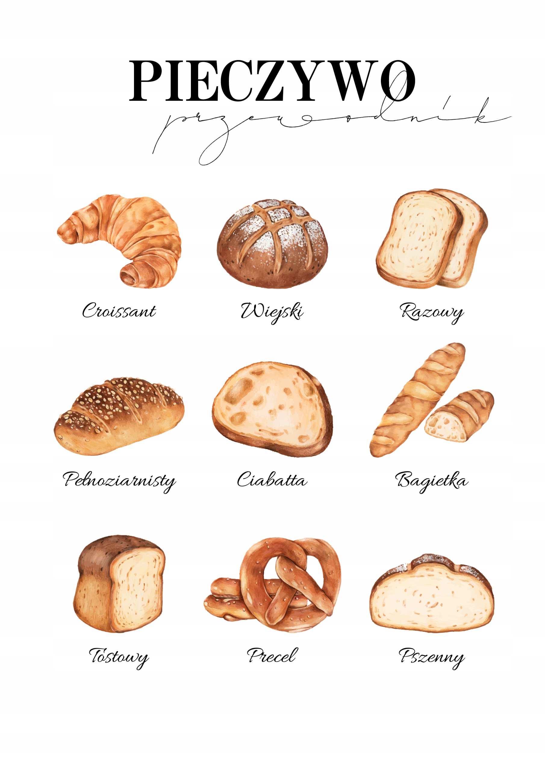 Plakat Rodzaje pieczywa bez ramy 70 x 100 cm • Cena, Opinie • Plakaty ...