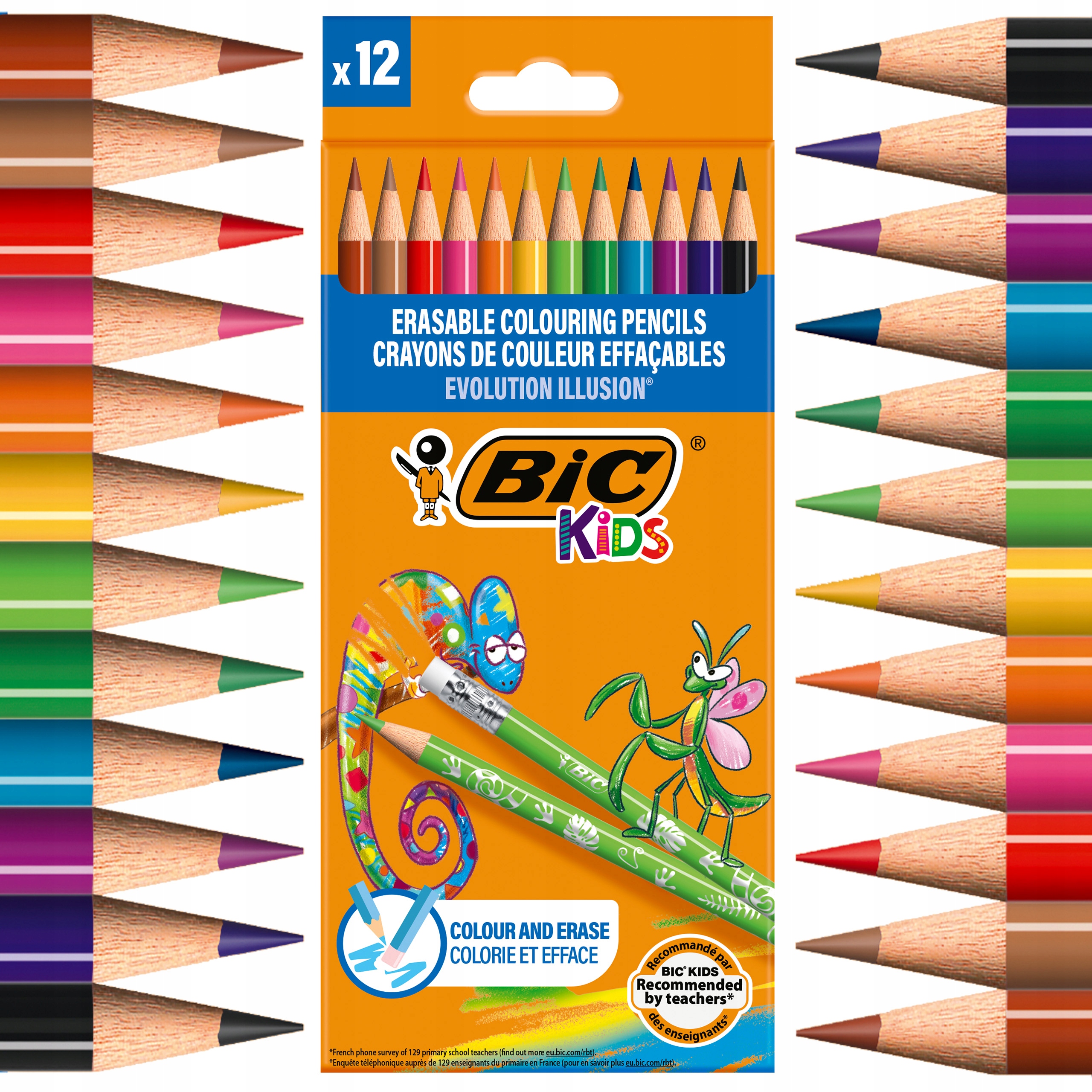 KREDKI OŁÓWKOWE Z GUMKĄ BIC KIDS EVOLUTION ILLUSION 12 SZT. MIX KOLORÓW (3086123570894) • Cena ...