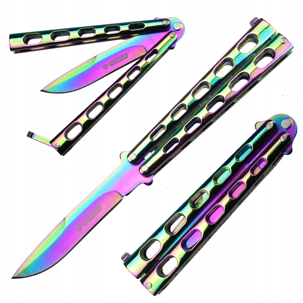 Nůž motýlek motýlkový DUHOVÝ Rainbow NÝTOVANÝ M22 za 264.00CZK - Allegro