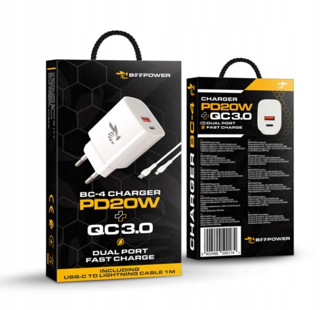 BeePower Ładowarka sieciowa BC-4 20W PD, USB-C->Lightning - Sklep, Opinie, Cena w Allegro