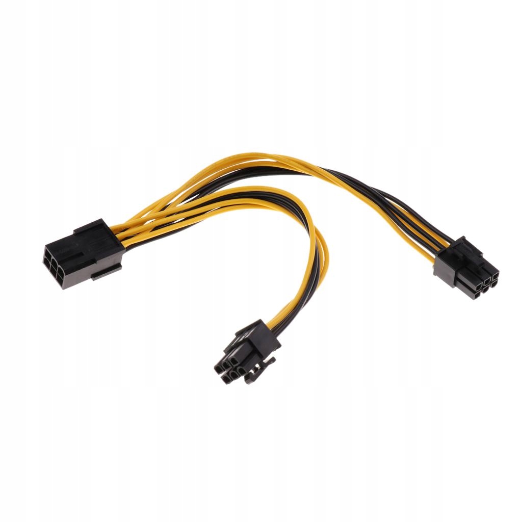 6 Pin do 2 x 6 Pin PCIE Y Splitter Sleeved Czarny przedłużacz Kabel ...