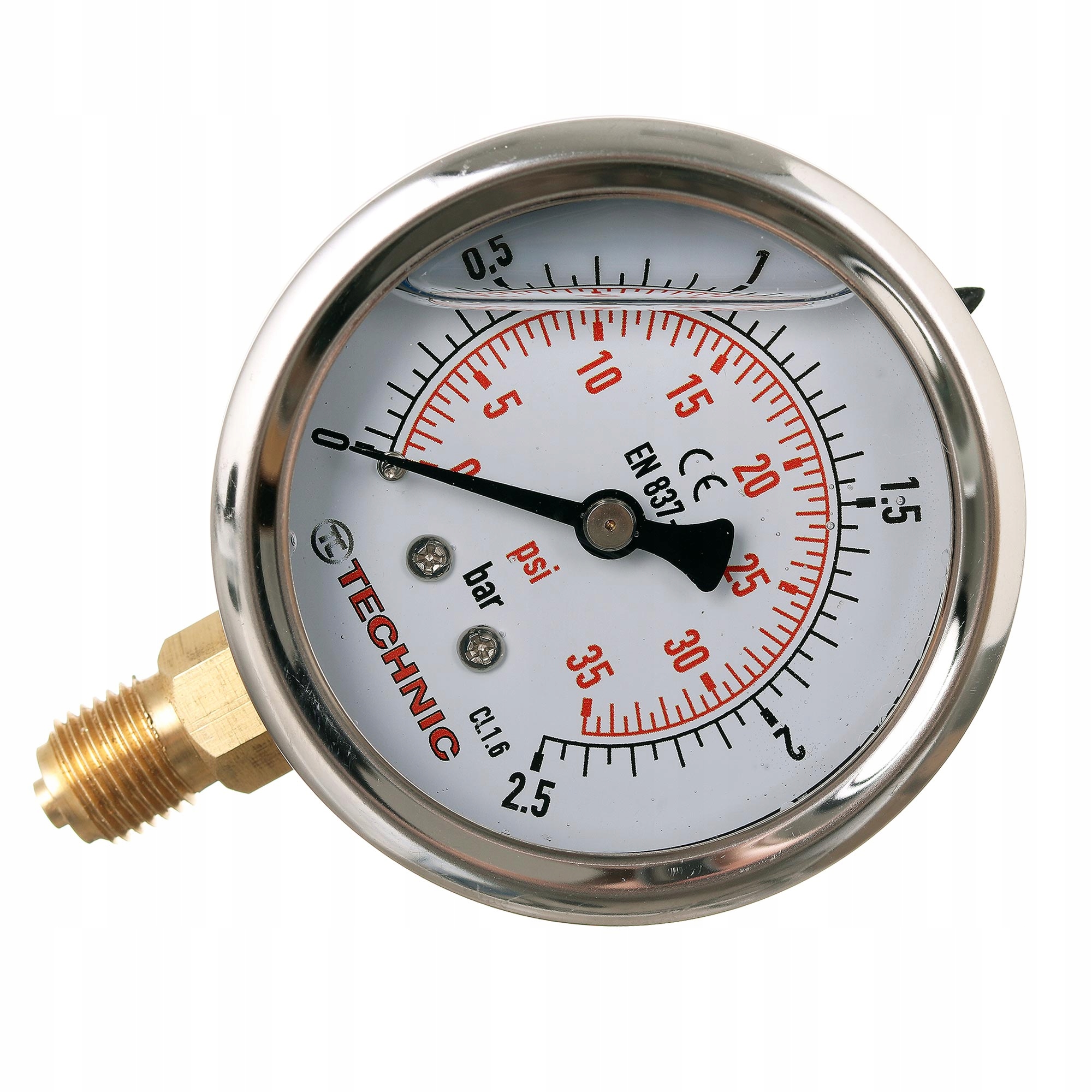MANOMETER, GLYCERÍNOVÝ ČASOVAČ, TLAKOMER 0-2,5 BAR, SPODNÝ ZÁVIT 1/4 ...