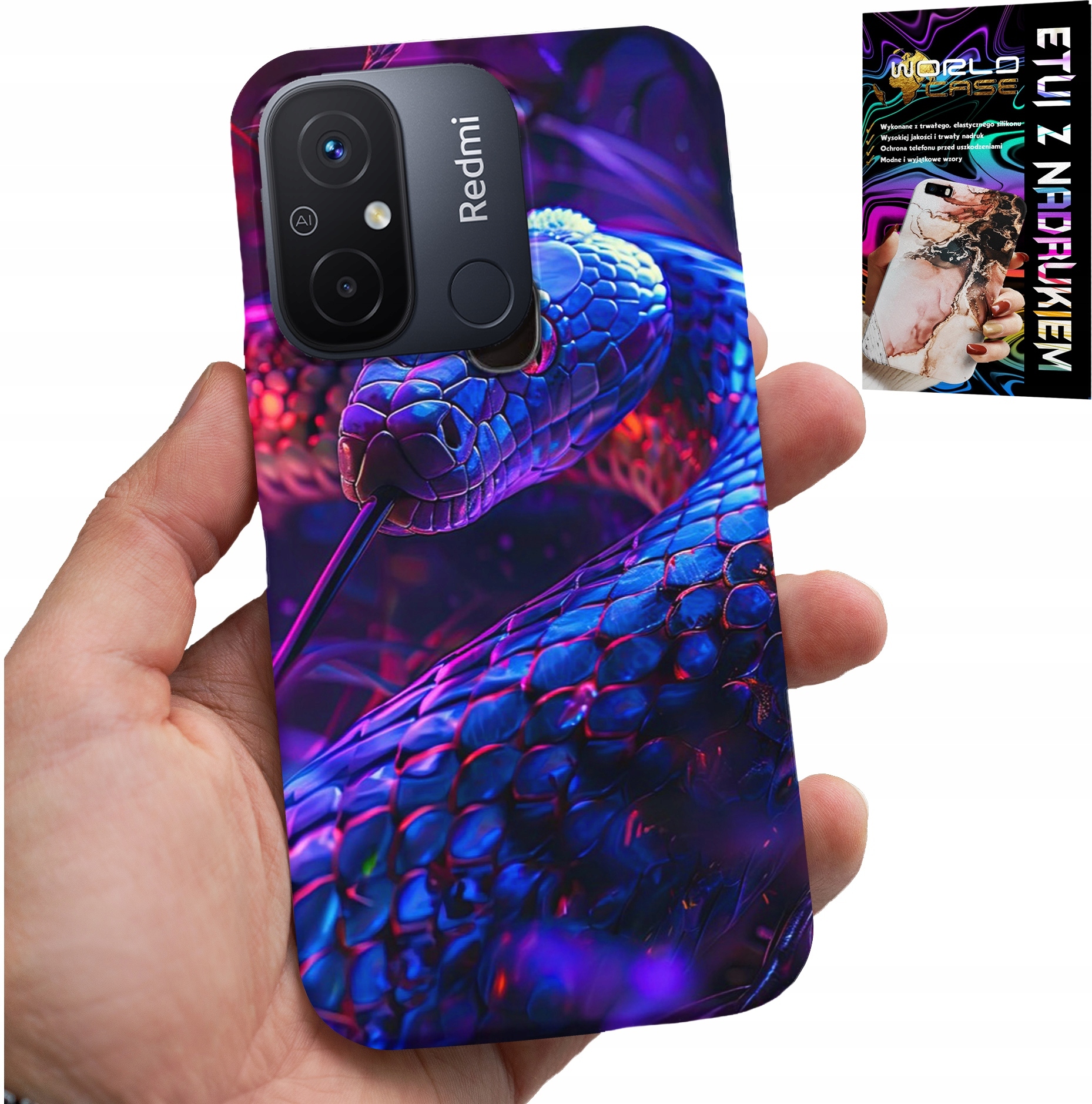 TOK XIAOMI REDMI 12C TELEFONHOZ - KÍGYÓ KOBRA CSÖRGŐKÍGYÓ HÜVELY TOK ...