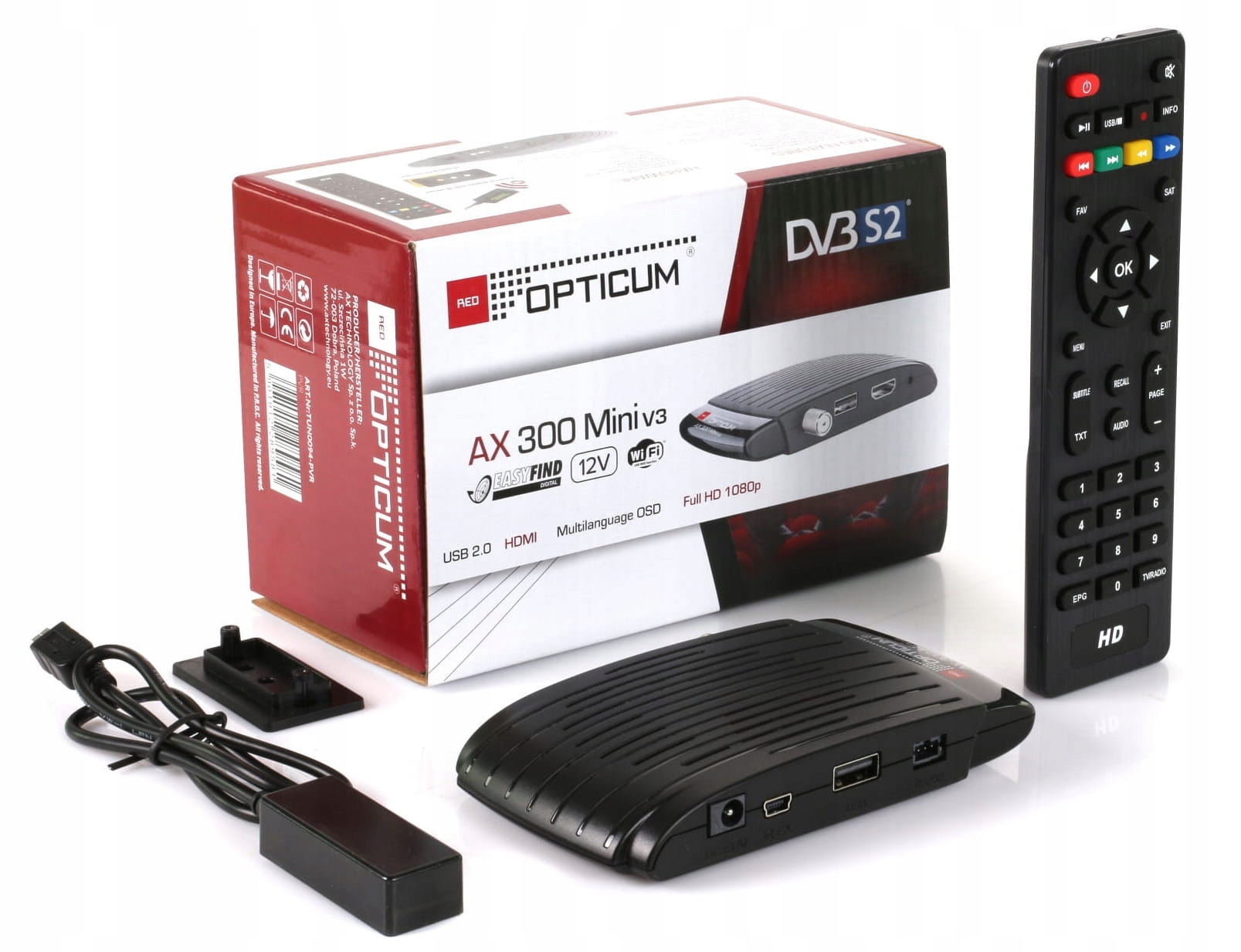 Tuner Dekoder DVB-S2 Opticum AX300 12V Satelitarny FTA Niekodowane ...