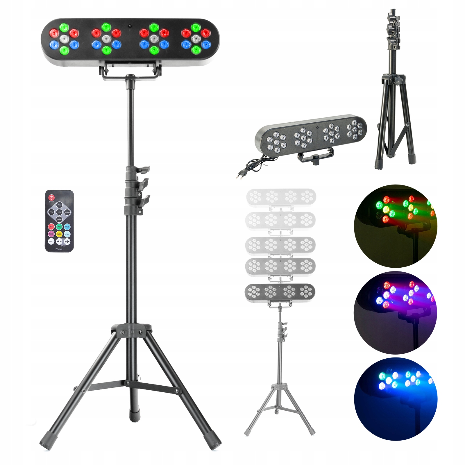 Mobilní DJ LED reflektor PAR RGB stativ dálkové ovládání za 1675 Kč ...