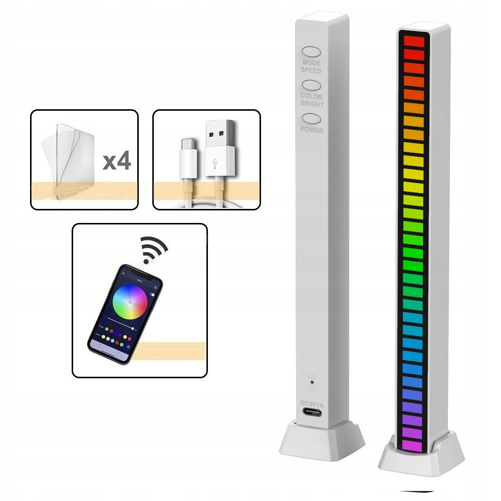 Lampa Smart LED sterowana dźwiękiem- USB APP biała (0786137451327 ...