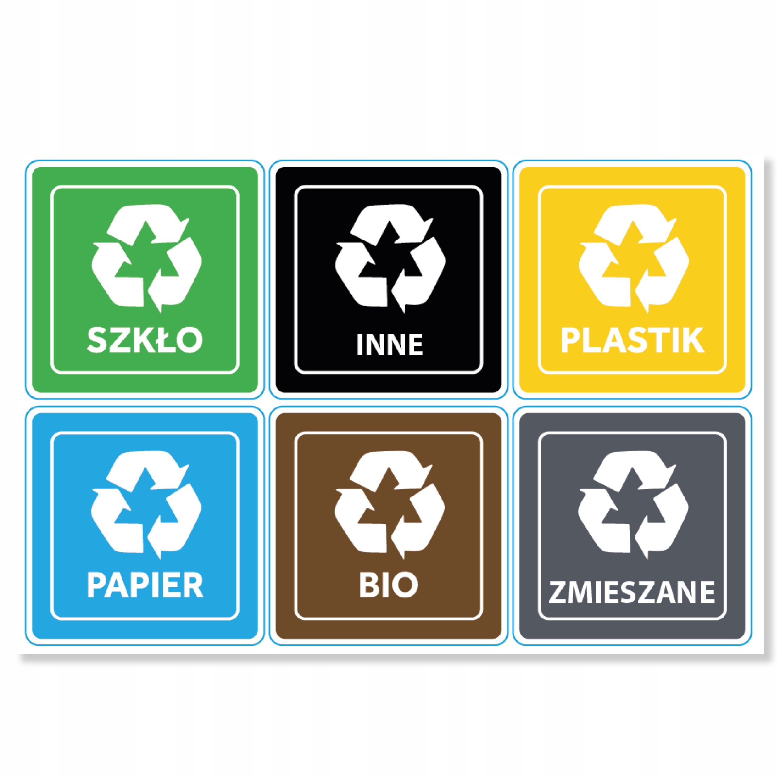 Nálepky na koše na tříděný odpad 6 kusů za 56 Kč - Allegro