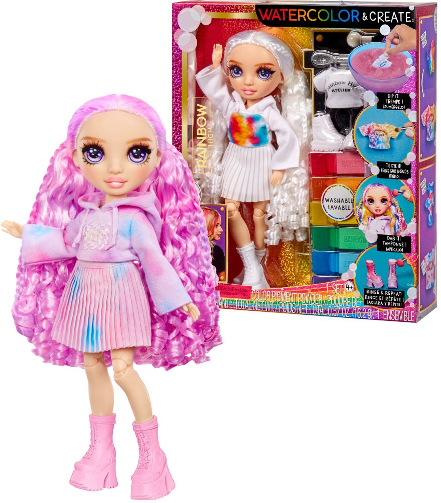 Lalka Watercolor Create Rainbow High Modna Fioletowe Oczy Zmywalne ...