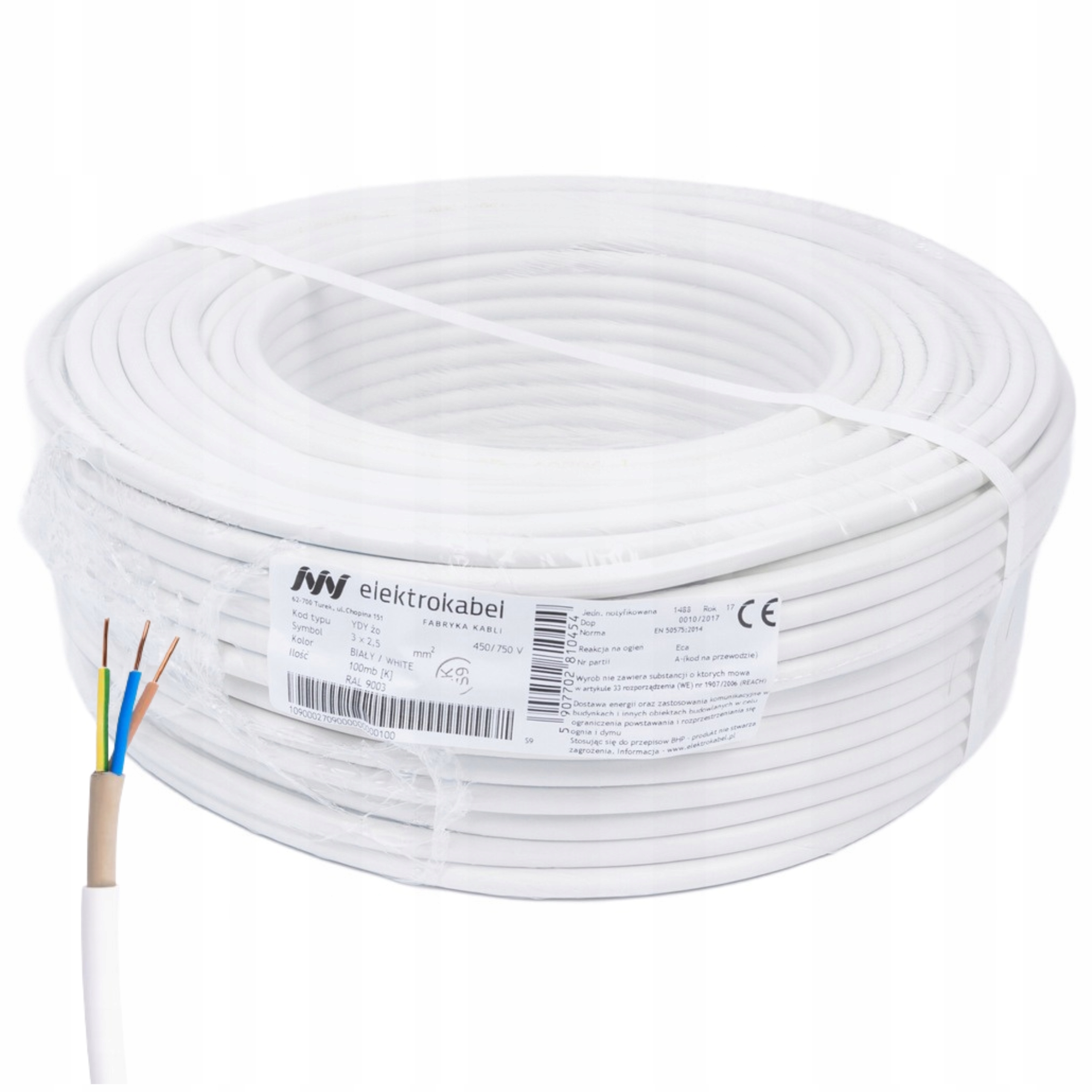 Przewód instalacyjny kabel okrągły YDY 3x2,5mm 450/750V ELEKTROKABEL 100 mb (5907749703887 ...