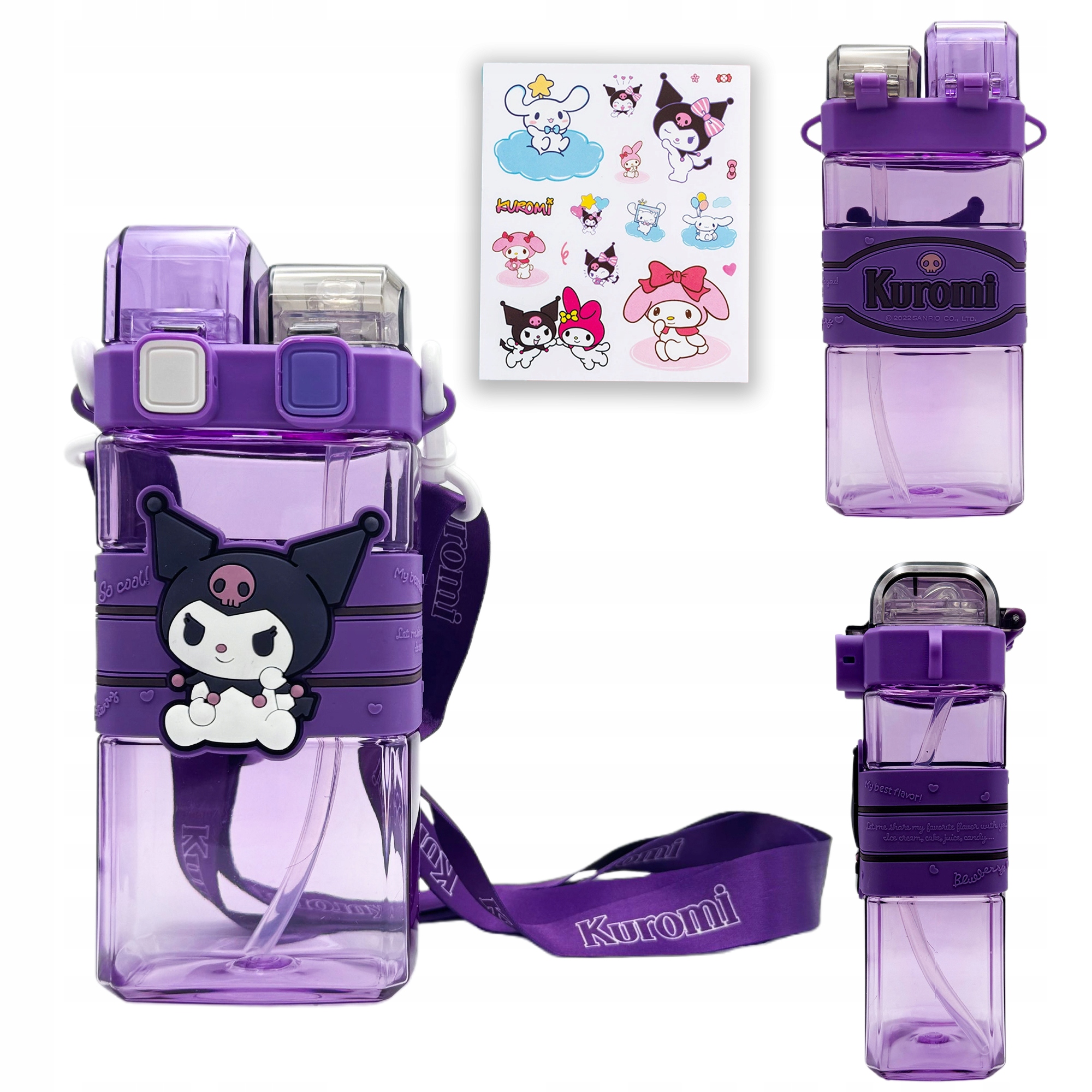 BIDON BUTELKI SŁOMKA Dual-Drinking Mode KUROMI 520ML Z NAKLEJKAMI • Cena, Opinie - Allegro