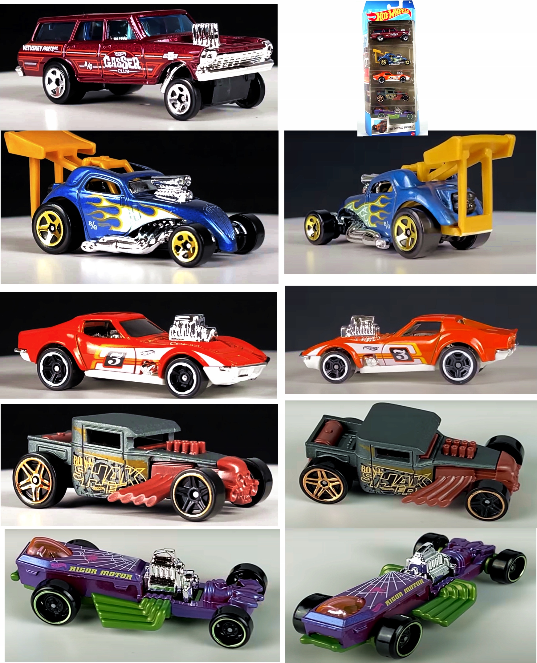 HOT WHEELS Autka Samochodziki EXPOSED ENGINES 5 SZ (0074299018060 ...