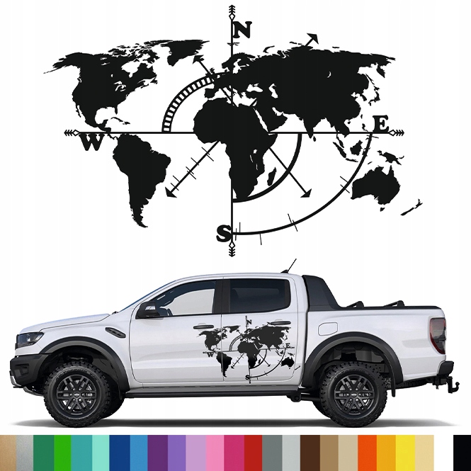 Grafika na auto karavan MAPA SVĚTA RŮŽE VĚTRŮ KOMPAS 94x62 MG636 za 683 ...