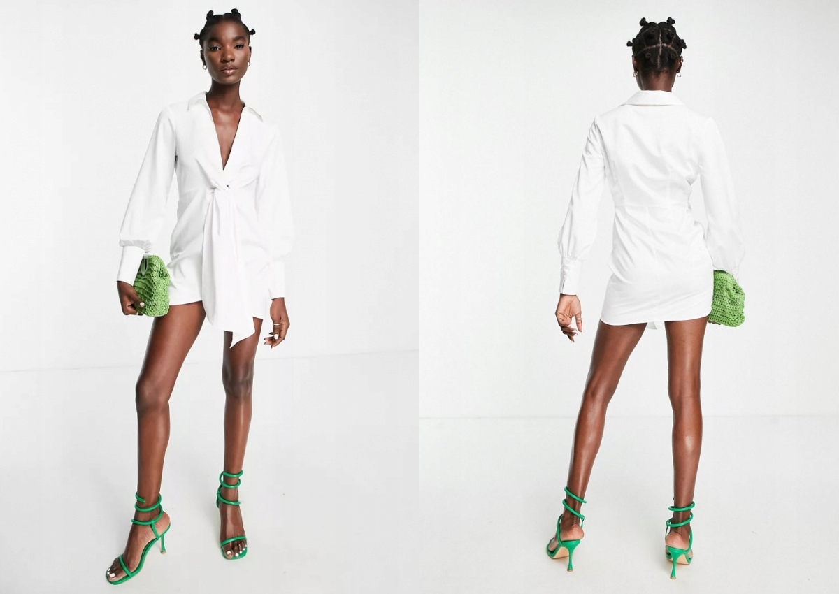 SATYNOWA KOSZULOWA SUKIENKA MINI XL 15530755867 - Allegro.pl