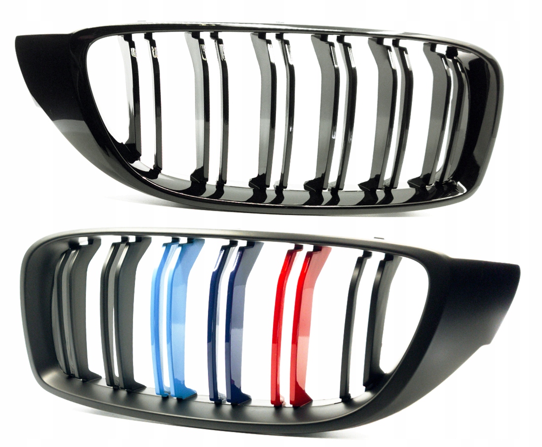 179GBMD NERKI W GRILL ATRAPY CZARNY POŁYSK M-COLOR PODWÓJNE dla BMW F30 ...