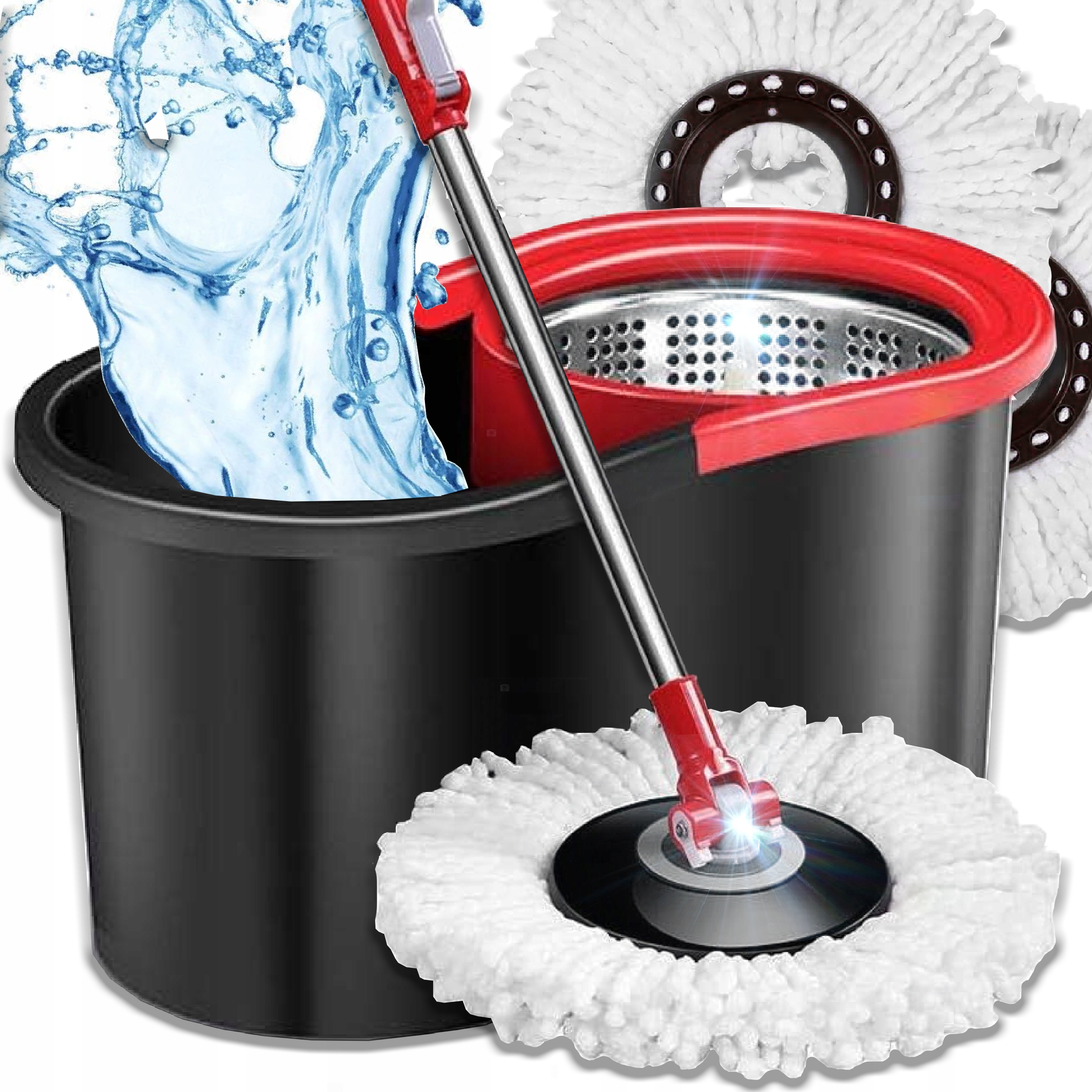 MOP OBROTOWY 360 ROTACYJNY DO PODŁÓG SPIN TURBO + 2 NAKŁADKI Z MIKROFIBRY (5906924771277) • Cena ...