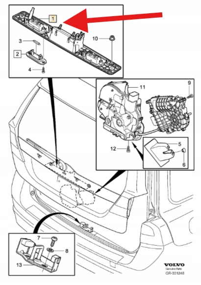 VOLVO V70 XC70 XC90 przycisk klamka mikrostyk klapy tyl OE 31253018 ...