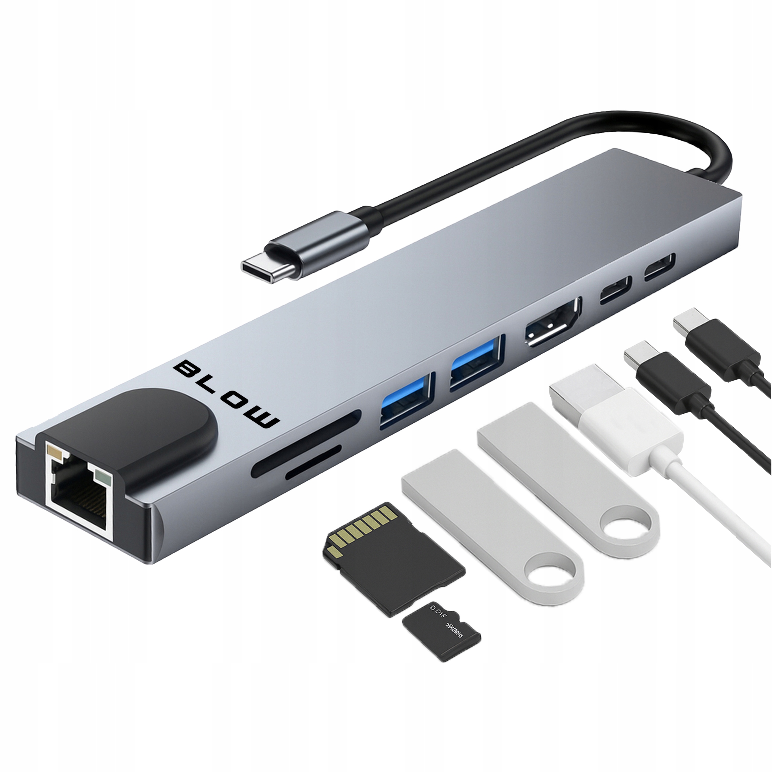 ELOSZTÓ HUB USB 3.0 SD MICROSD PD USB TYPE C HDMI RJ45 8IN1 za 4510 ...