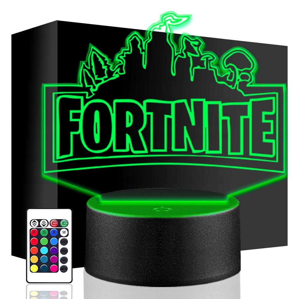 LAMPKA NOCNA LED FORTNITE GRA 3D + PILOT prezent URODZINY statuetka ...