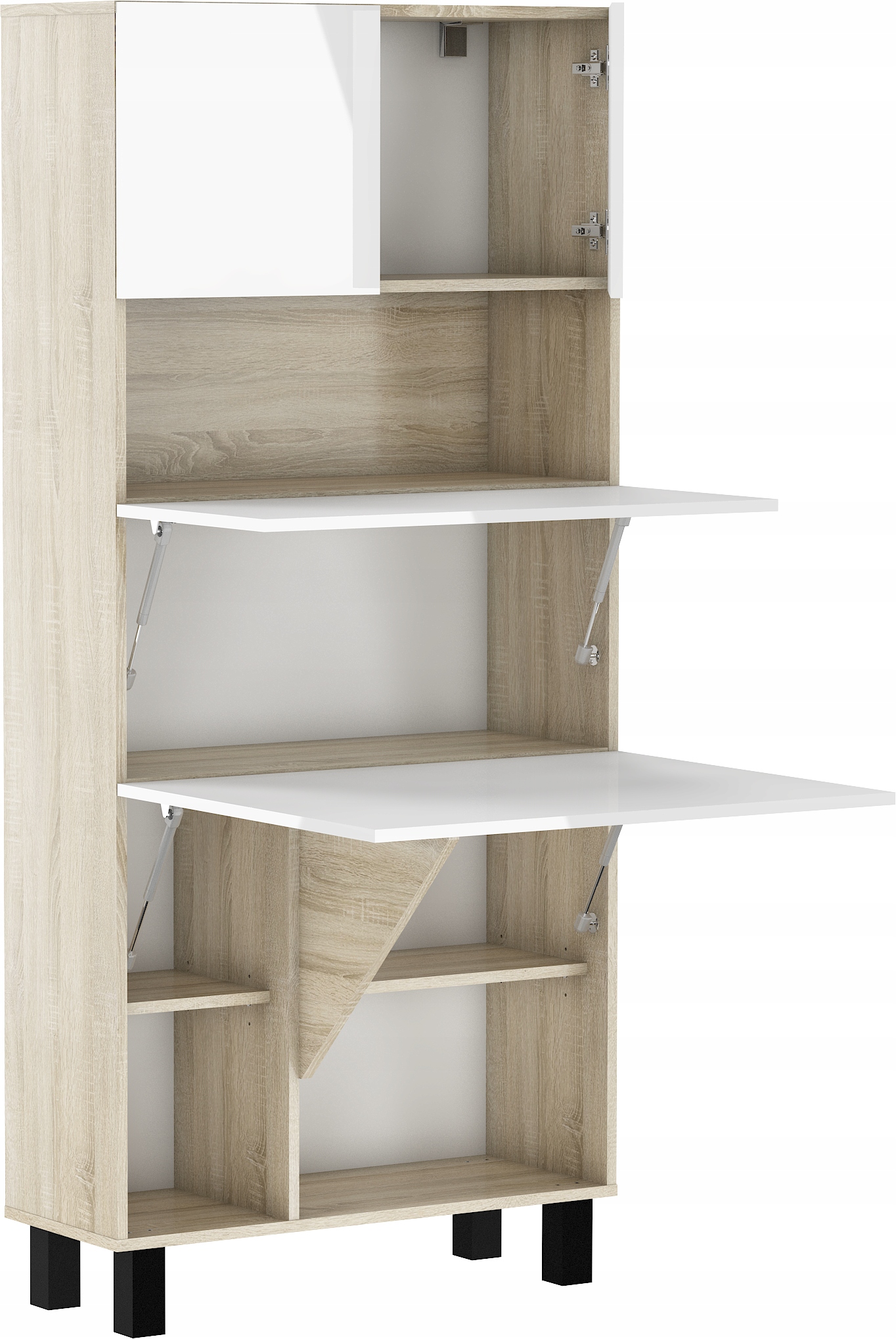 Biurko rozkładane regał HOMI dąb sonoma / biały połysk (5906721154662 ...