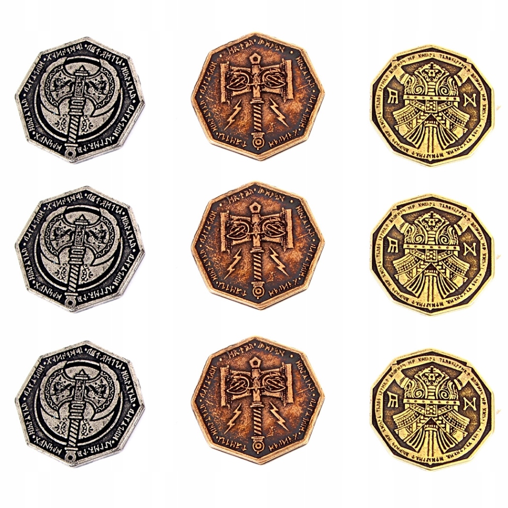 SADA 9 TRPASLIČÍCH KOVOVÝCH MINCÍ LARP RPG za 504.00CZK - Allegro