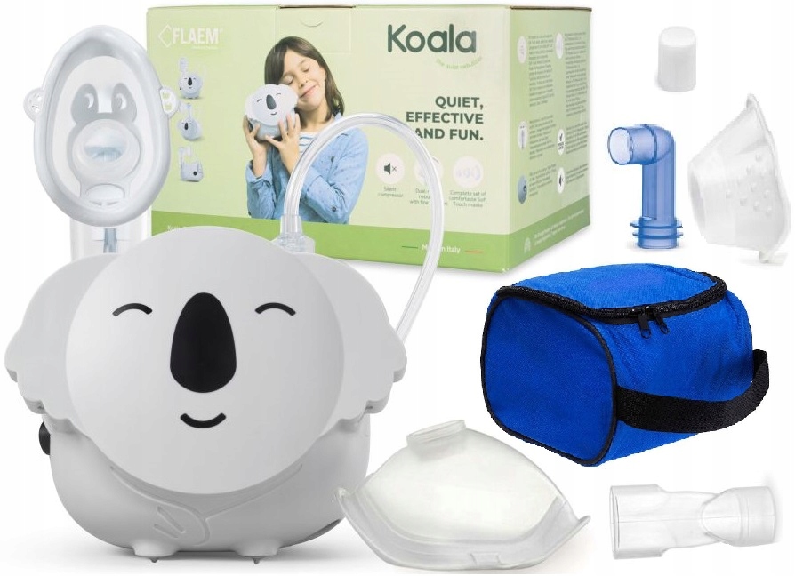 INHALATOR NEBULIZATOR DLA DZIECI CICHY FLAEM KOALA 3 MASKI ...