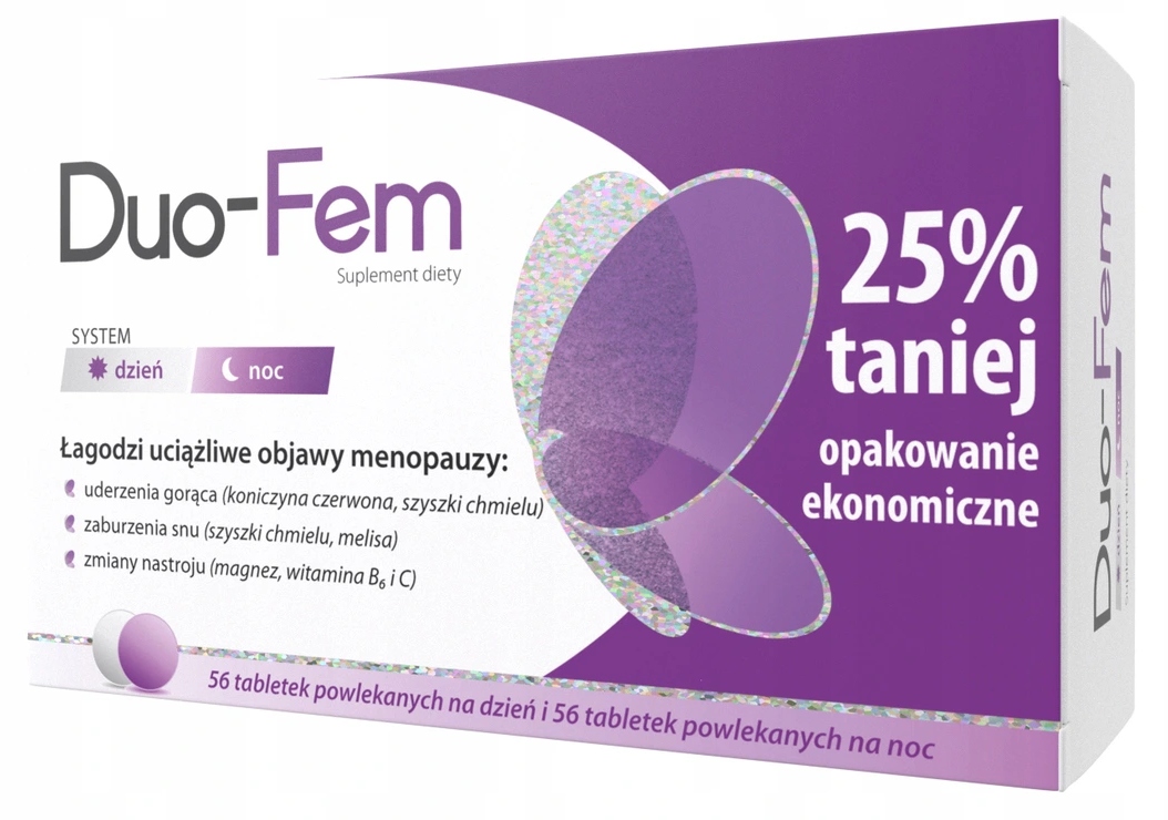 DUO-FEM 56 tabl DZIEŃ+56 tabl NOC MENOPAUZA DUOFEM (5906204021108 ...