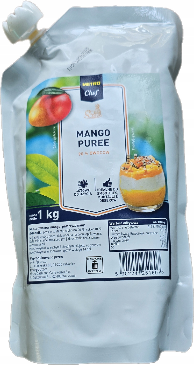 Puree Mango 1 kg 90% ovocia + cukor Metro Chef na dezerty s cestovinami ...