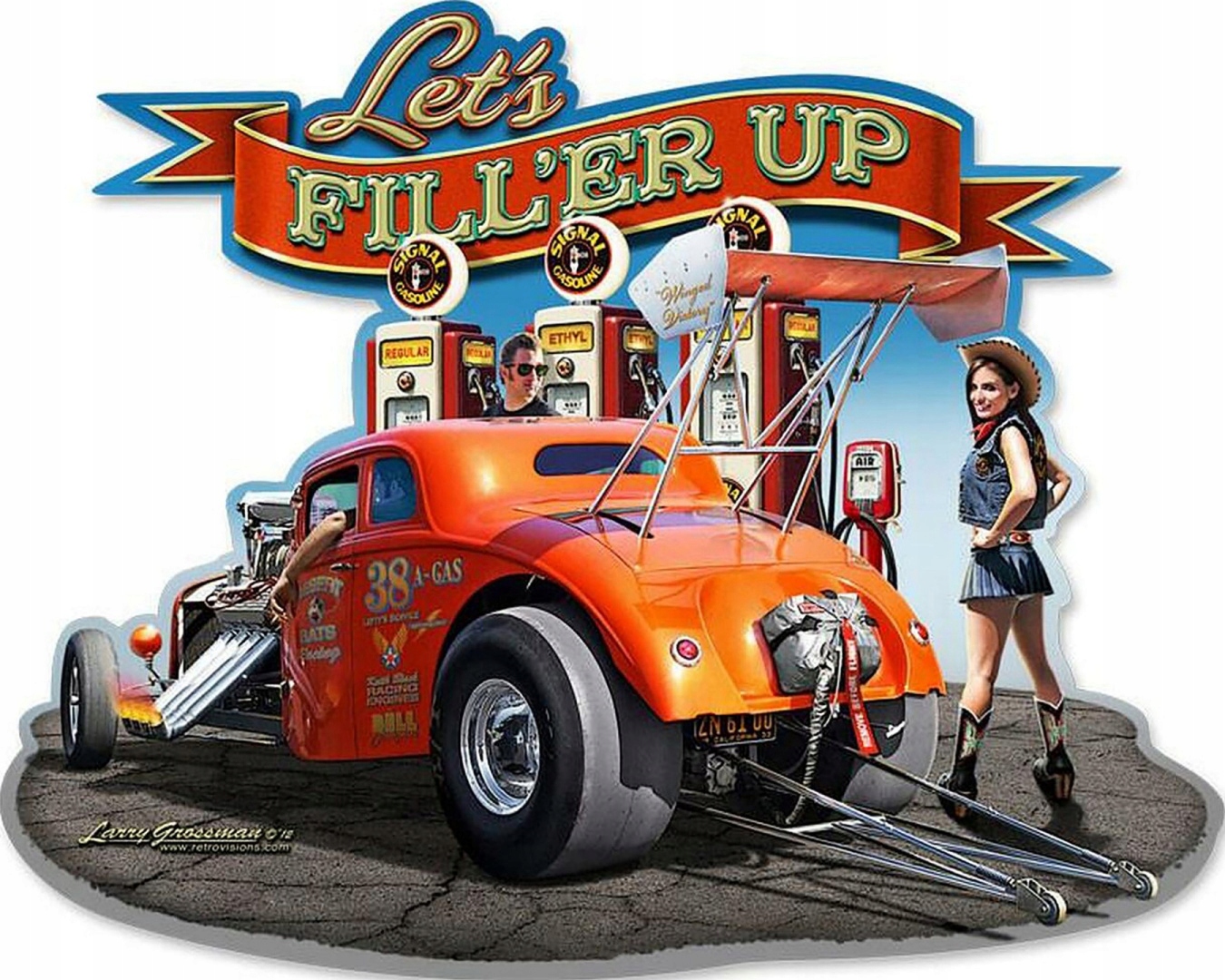 Tábla Dekoratív Tábla Lets Filler Up Hot Rods CowGirl za 4665.00HUF-ért ...