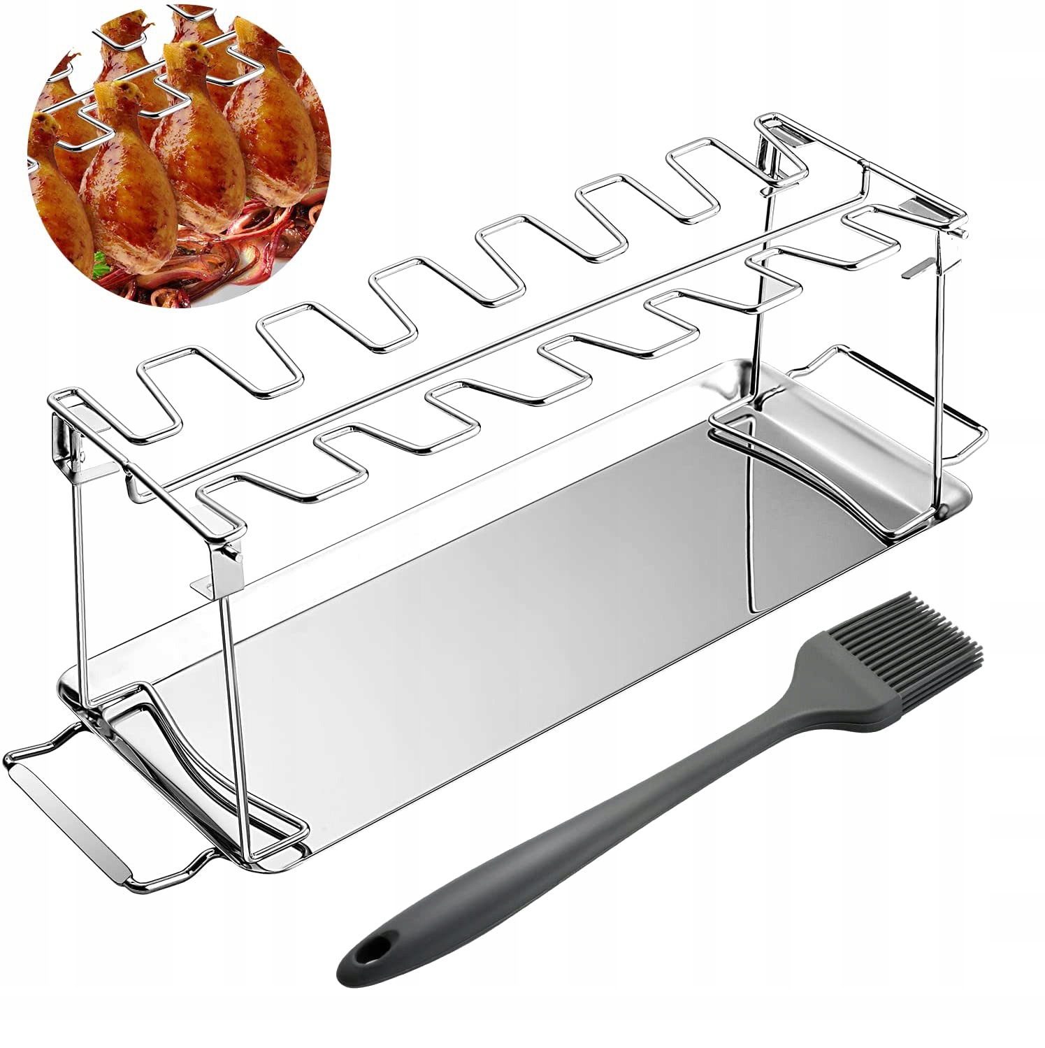 uchwyt na udka kurczaka z tacką stojak ruszt bbq ze stali nierdzewnej ... uchwyt na udka kurczaka z tacką stojak ruszt bbq ze stali nierdzewnej ...