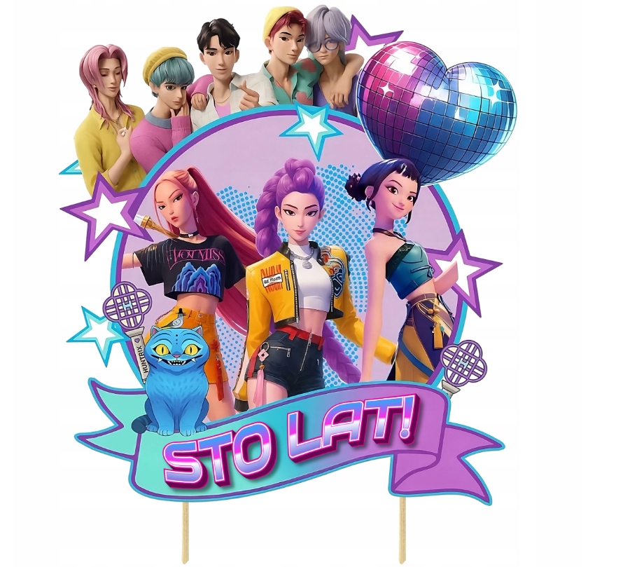 TOPPER NA TORT HUNTRIX KPOP DEMON HUNTERS ZESTAW POSTACI TOPPERY 1szt ...