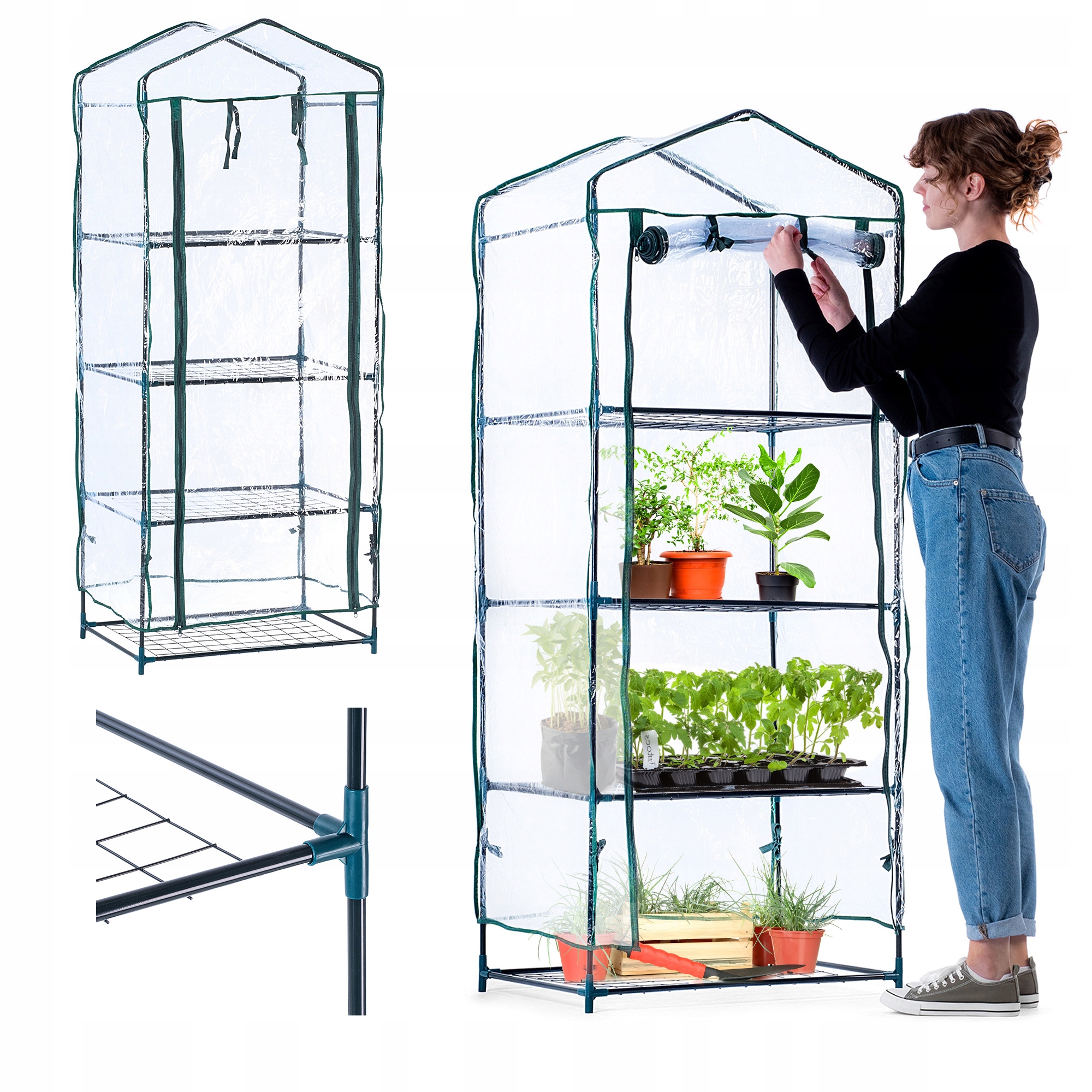 MINI SZKLARNIA BALKONOWA OGRODOWA 4 POZIOMY 170x68x48cm TUNEL FOLIOWY ...